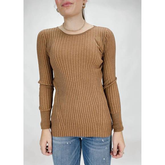 Ost | Sweaters | New Ost Katie Rib Crew Neck In Brandy | Poshmark